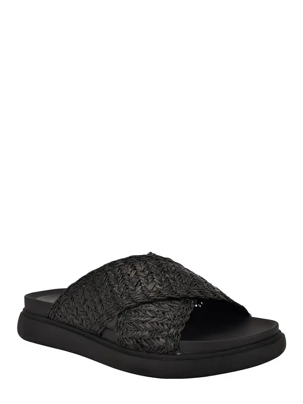 Calvin Klein Padded Raffia Sandals - Black