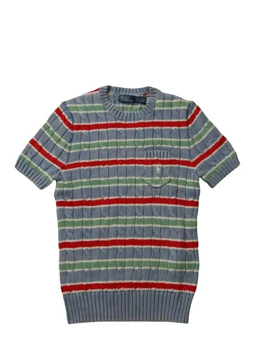 Polo Ralph Lauren Striped Cable-knit Top - Channel Blue