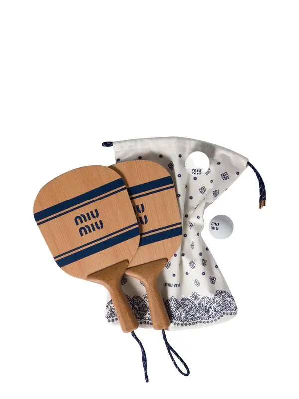 Miu Miu Wood Beach Racket Set - Natural/blue