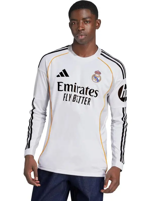 Adidas Real Madrid 25/26 Long Sleeve Home Jersey - White