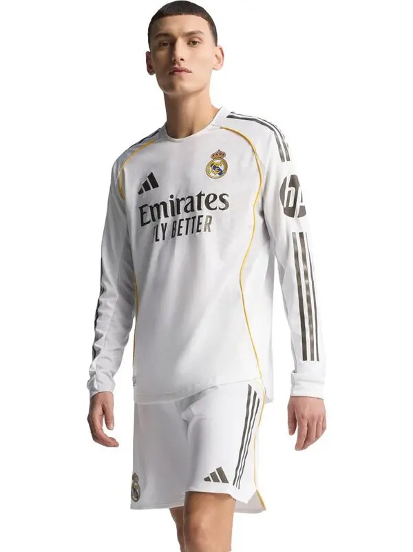 Adidas Real Madrid 25/26 Long Sleeve Home Authentic Jersey - White
