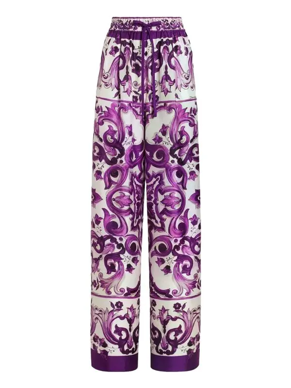 Dolce & Gabbana Silk Trousers - White