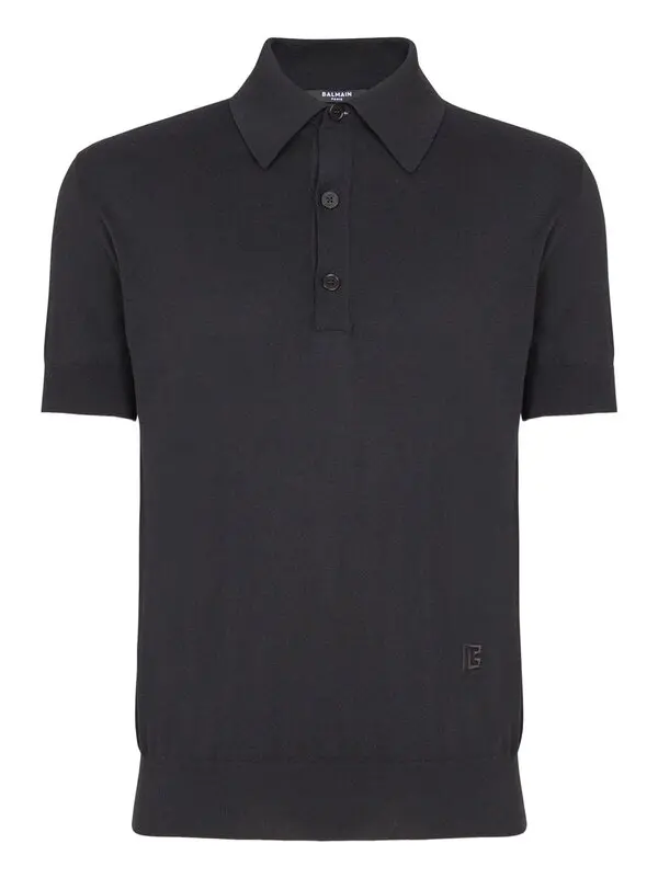 Balmain Silk-blend Knitted Polo Shirt - Black