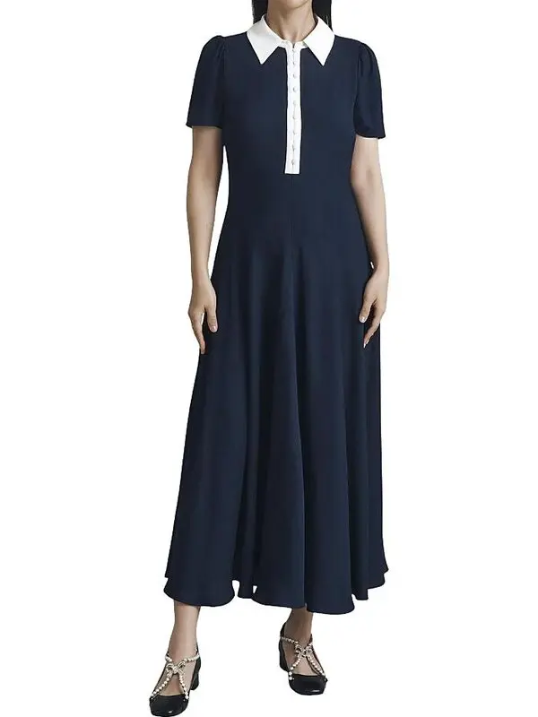 GHOST LONDON Bethan Crepe Midi Shirt Dress - Blue