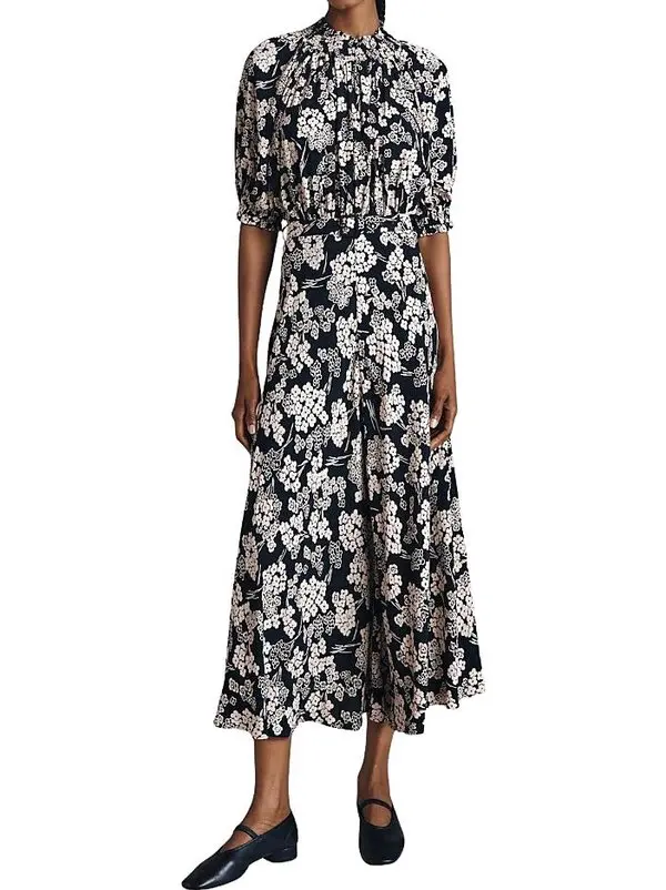 GHOST LONDON Floral Printed Dolly Midi Dress - Black