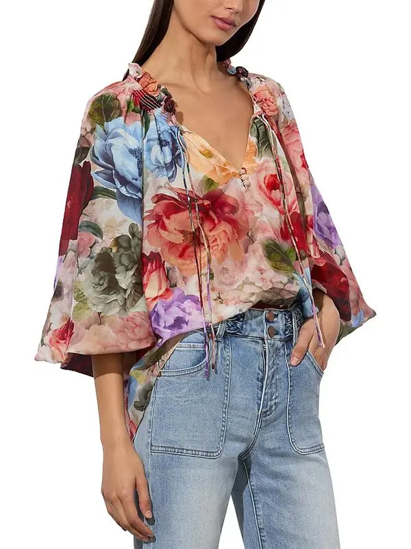 Alice + Olivia Norah Peasant Blouse - Storm Floral