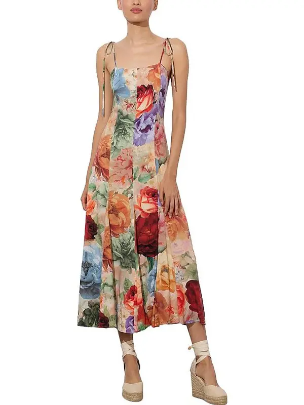 Alice + Olivia Jeanette Tie Shoulder Midi Dress - Storm Floral