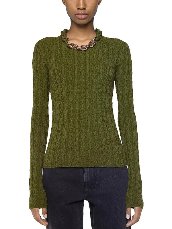 Rabanne Sweater With Necklace Detail - Khaki