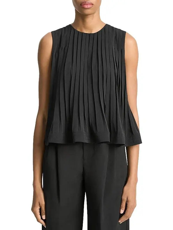 Vince Pleated A-line Top - Black