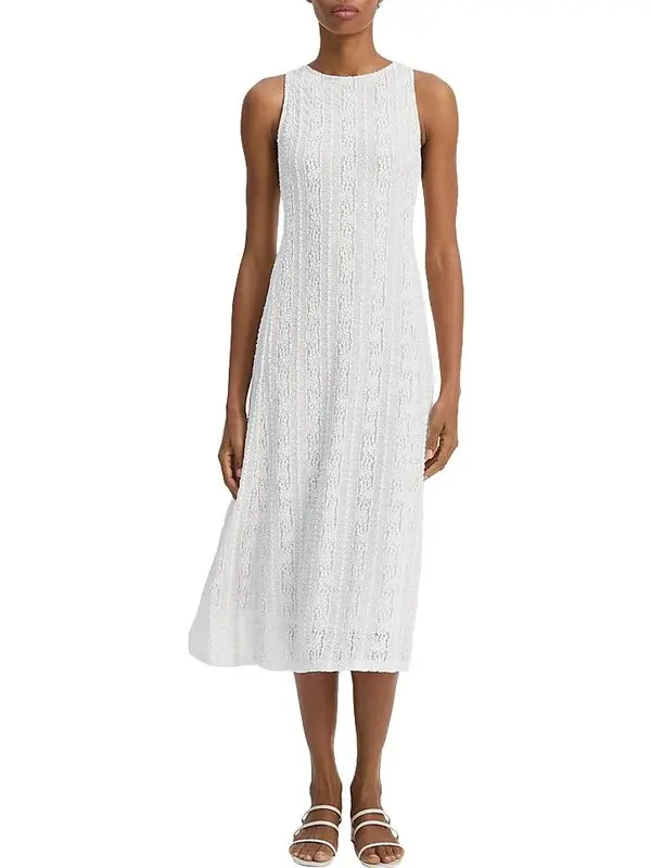 Vince High Neck Midi Dress - Off White