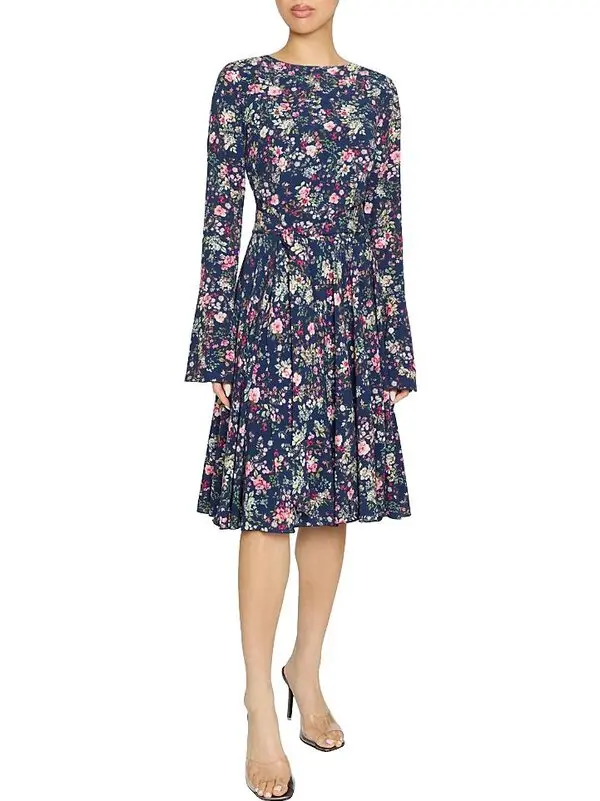 Santorelli Roni Long Sleeve Fit And Flare Dress - Aegean Multi