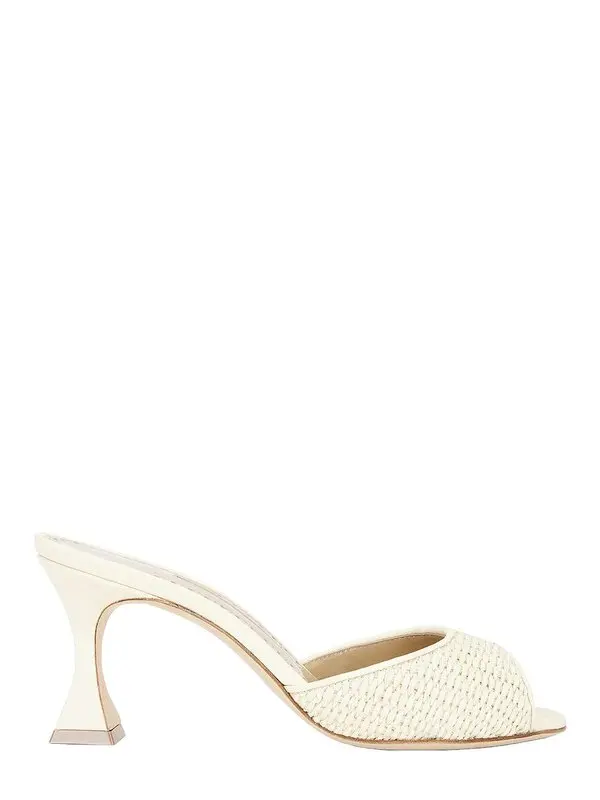 Manolo Blahnik Jadara 70 Mule - Light Khaki & Light Cream