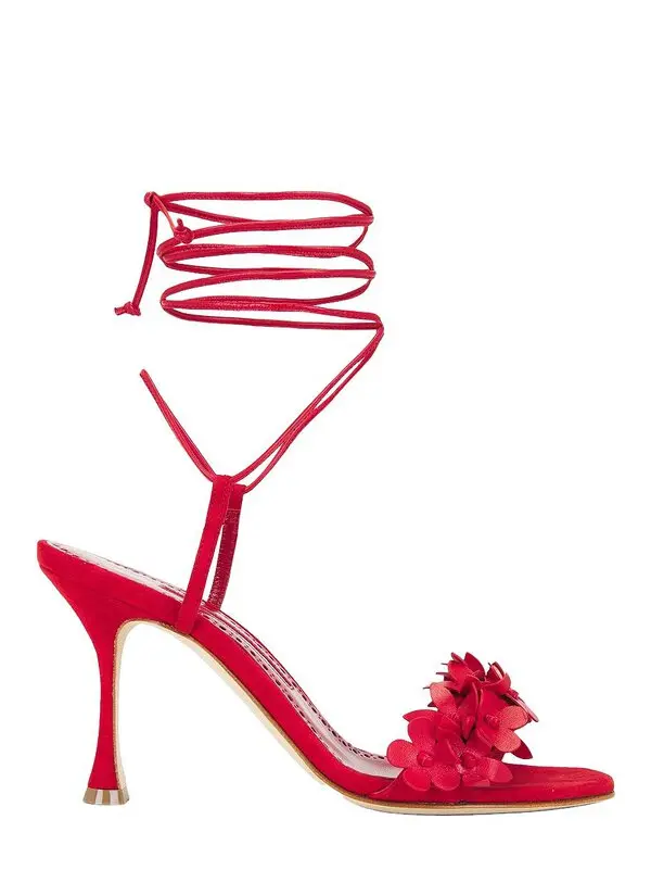 Manolo Blahnik Anista 90 Sandal - Bright Red