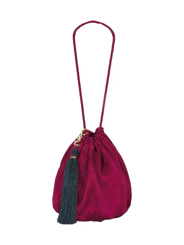 Saint Laurent Evening Pochon Round Bag - Dark Red Berries & Blue