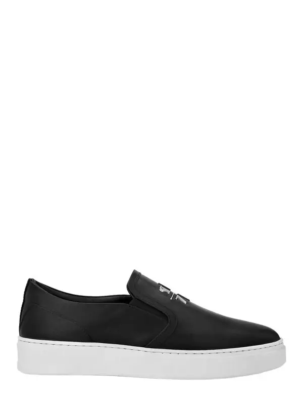 Philipp Plein Leather Slip-on Sneakers - Black
