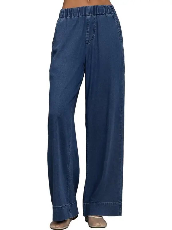 Carbon38 Chambray Wide-leg Pant - Medium Wash