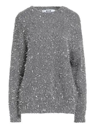 MSGM Knitted Sweater With Appliqués - Grey
