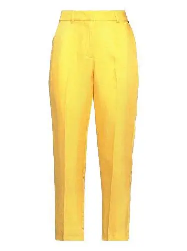LIU •JO Tapered Viscose Linen Pants - Yellow