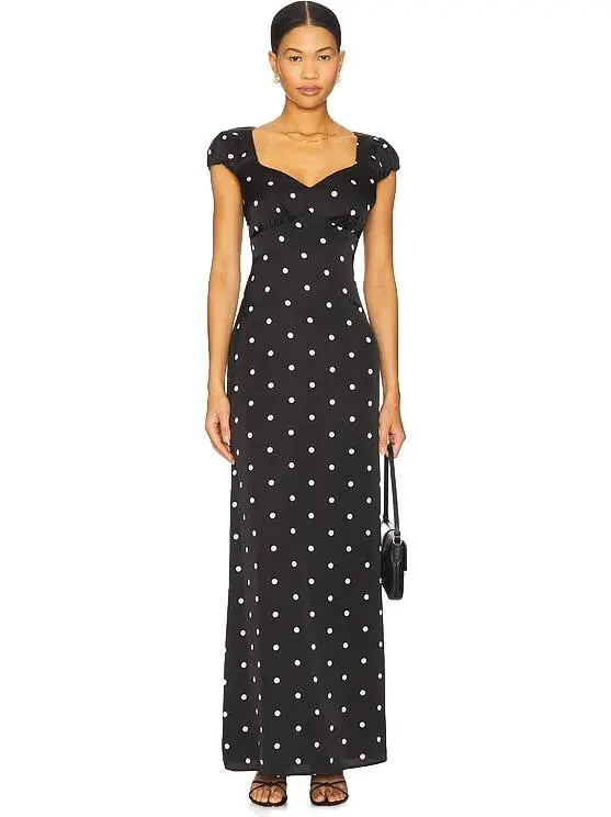 MORE TO COME Dorothy Maxi Dress - Black & White Dot