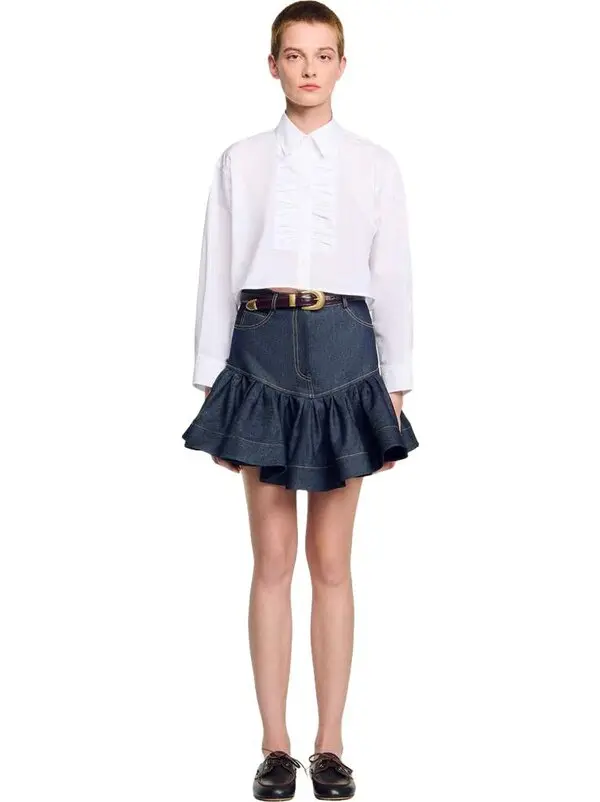 Sandro Cropped Shirt With Bow Detail - White