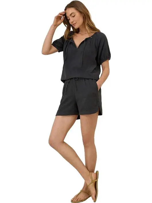 PACT Organic Cotton Coastal Double Gauze Popover - Black