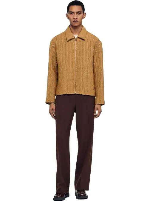Sandro Woven Raffia Jacket - Camel