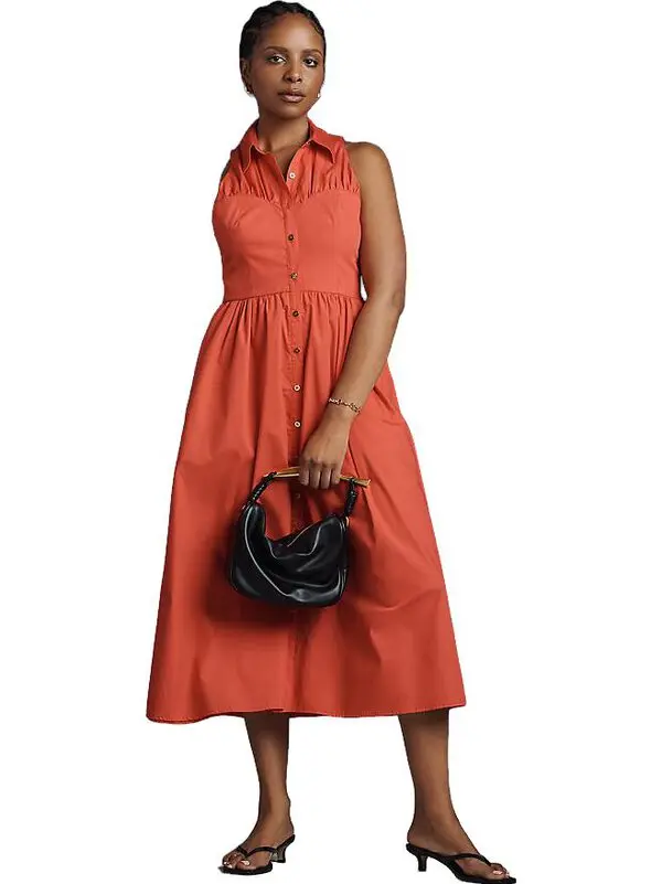 HUTCH Vivian Sleeveless Midi Shirtdress - Red