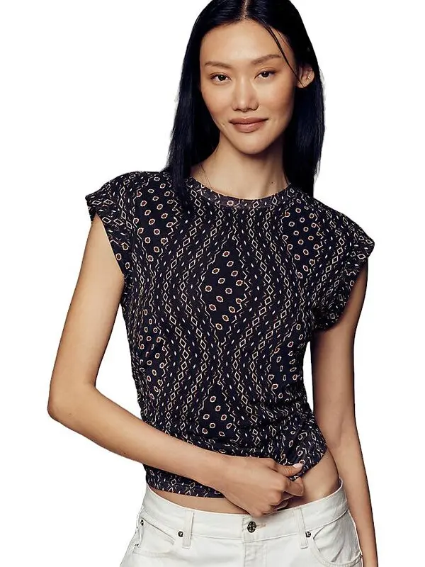 Sanctuary Dolman-sleeve Crew-neck Top - Black Pattern