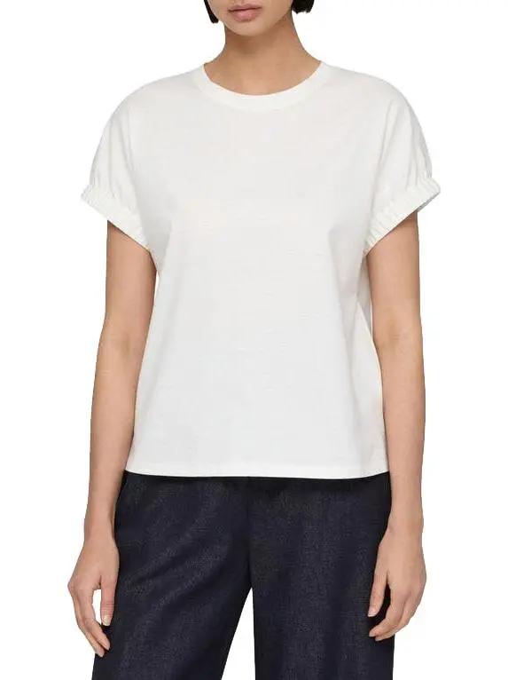 Lafayette 148 New York Gathered Cuff Cotton Jersey T-shirt - White