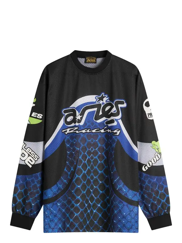 Aries X Moto Dodgem Airtex Long Sleeve Top - Black/blue