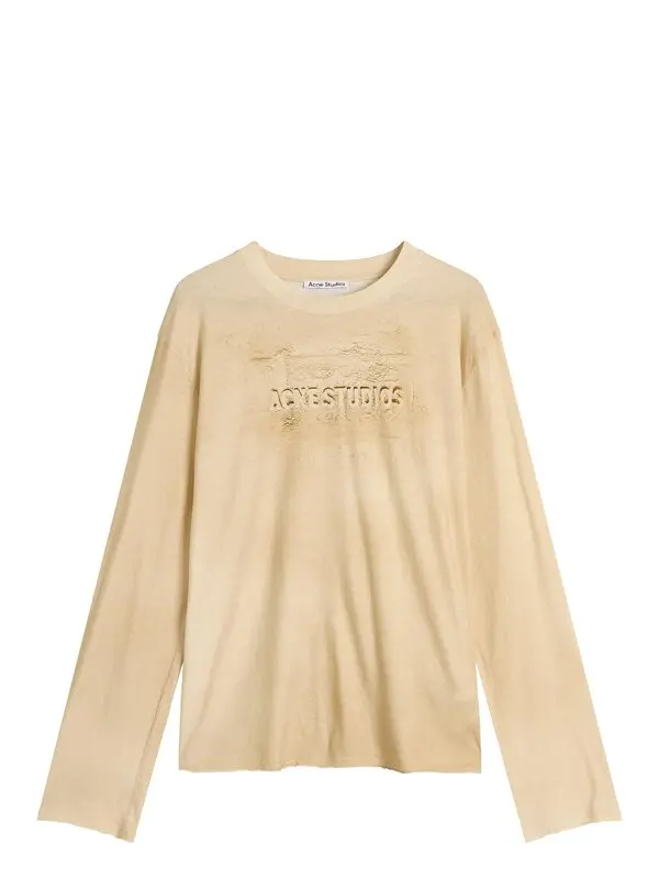 Acne Studios Long Sleeve Faded Logo T-shirt - Sand Beige