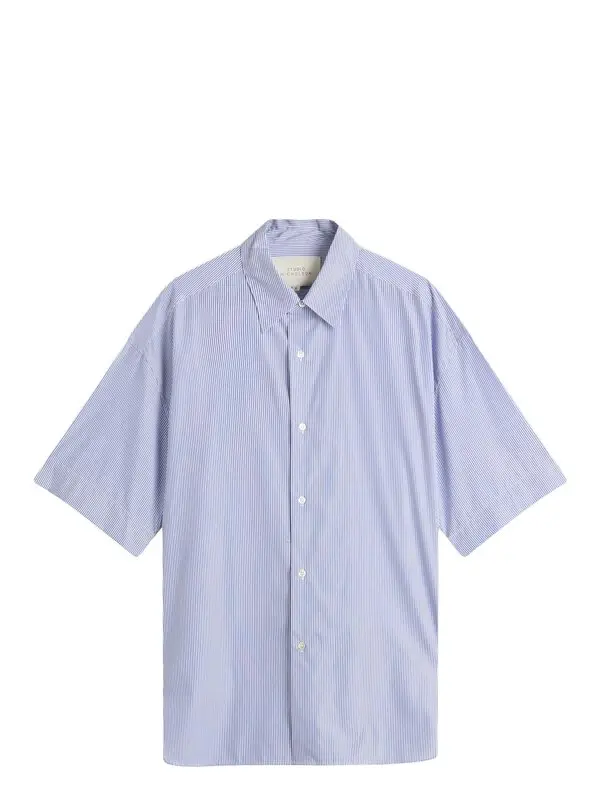 Studio Nicholson Sorono Stripe Short Sleeve Shirt - Blue And White