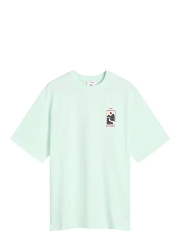 Casablanca Sunset Valley Screen Printed Oversized T-shirt - Green