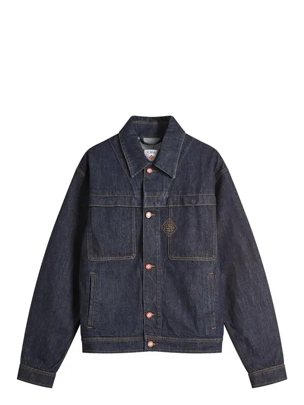 Casablanca Embroidered Monogram Denim Jacket - Blue