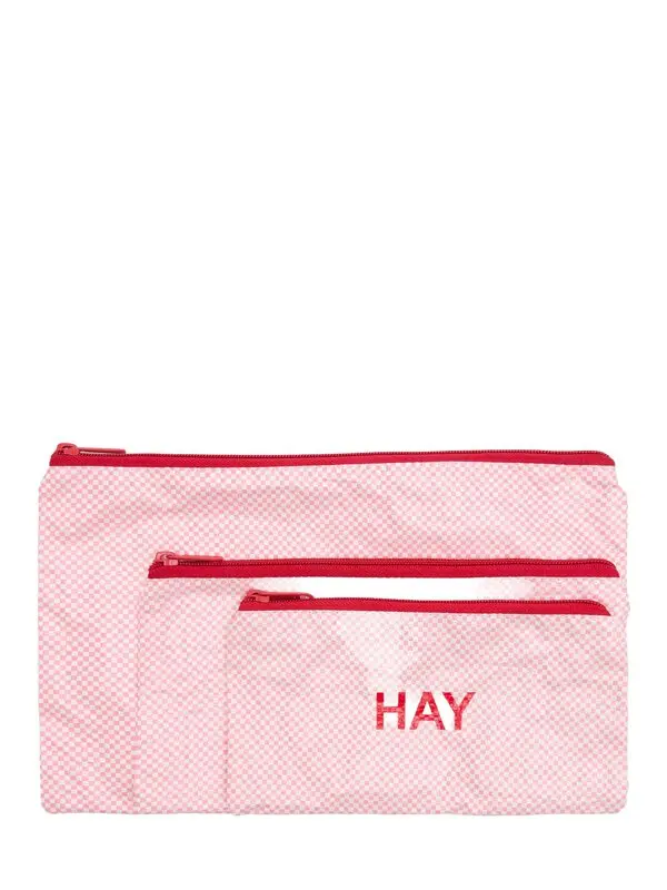 HAY Candy Mono Flat Wash Bag Set Of 3 - Light Pink