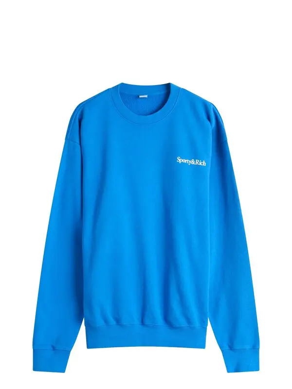 SPORTY & RICH Health Is Wealth Crewneck Sweatshirt - Paris Blue