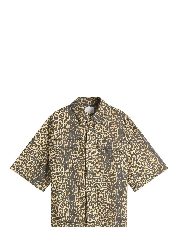 Rhude Leopard Short Sleeve Shirt - Black/tan