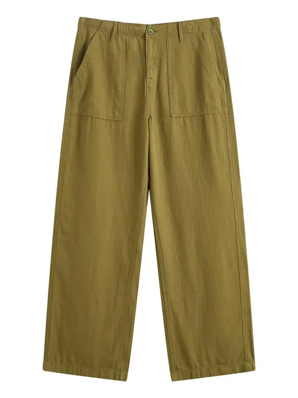 Good American Lite Linen Wide Leg Trousers - Martini Olive