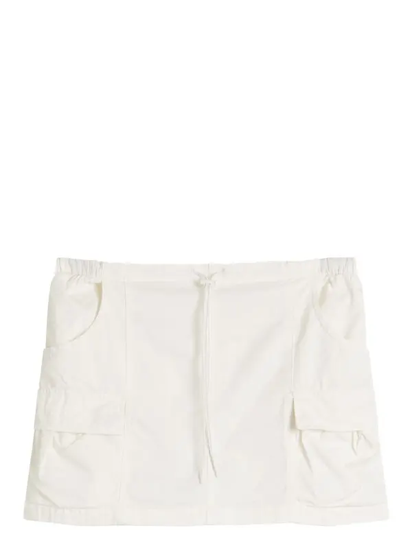 Good American Twill Parachute Mini Skirt - Cloud White