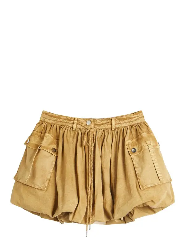 GANNI Washed Stretch Cotton Mini Bubble Skirt - Lark
