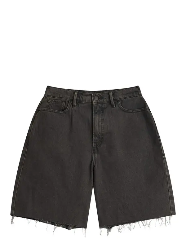 Good American Good Extreme Barrel Denim Shorts - Black