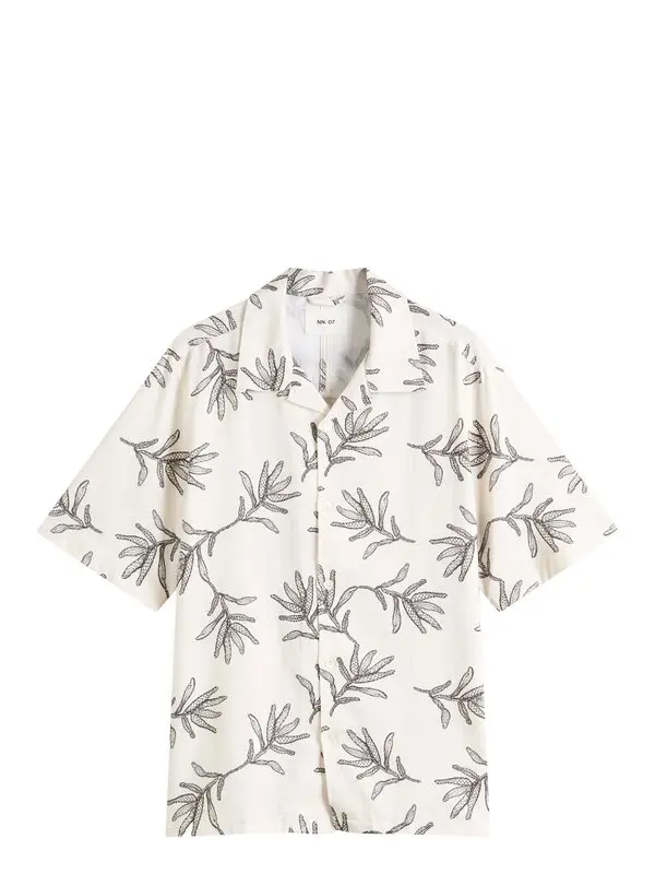 Nn07 Ole Botanical Print Short Sleeve Shirt - Off White