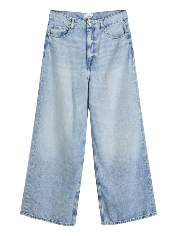 GANNI Soft Rigid Denim Baggy Jeans - Light Blue Stone