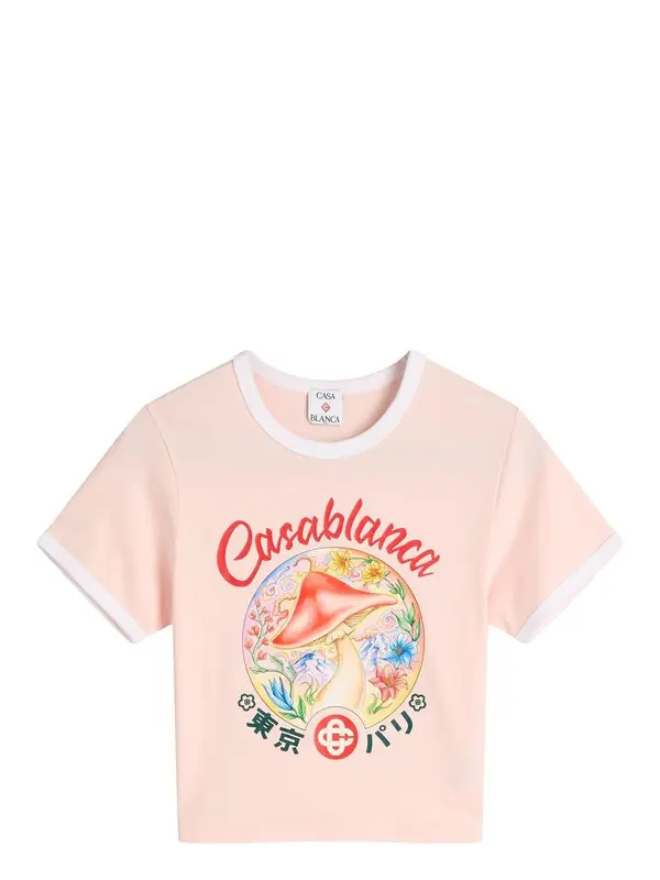 Casablanca Mushroom Emblem Printed Baby T-shirt - Pink
