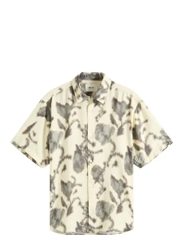 Nn07 Freddy Print Short Sleeve Shirt - Ecru Print
