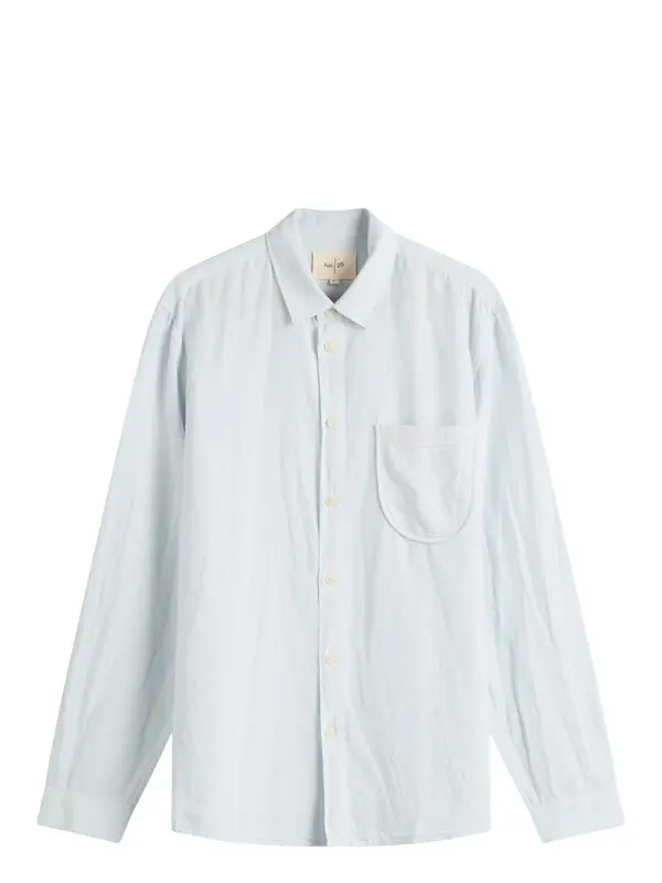 Folk Contrast Pocket Shirt - Soft Blue