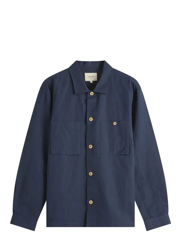 Folk Anniversary Patch Overshirt - Navy Linen