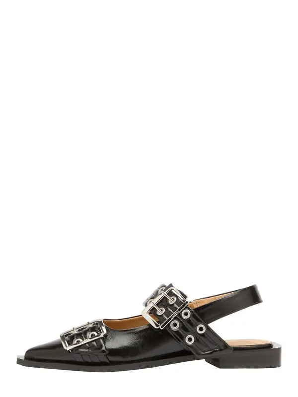 GANNI Feminine Buckle Ballerina - Black