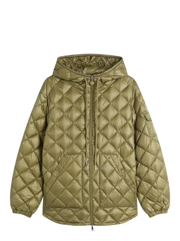 Moncler Shiny Quilted Hood Overshirt - Khaki