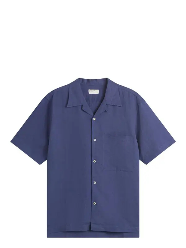 Universal Works Linen Cotton Camp Shirt - Blue